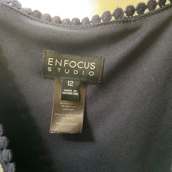 Enfocus Studio | Dresses | Enfocus Studio Navy Blue Polka Dot Dress ...